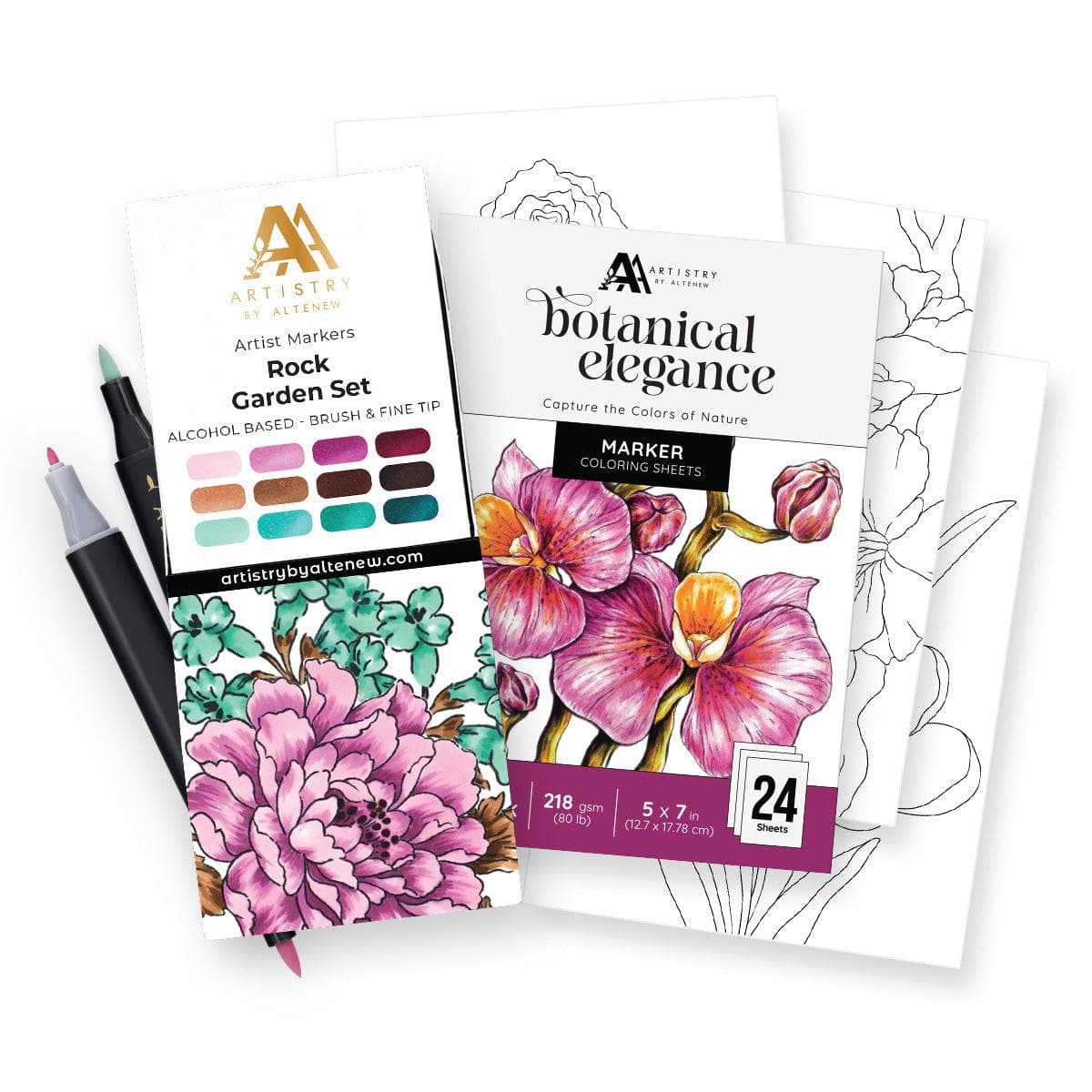 Artist Alcohol Markers Set D & Botanical Elegance Alcohol Marker ...
