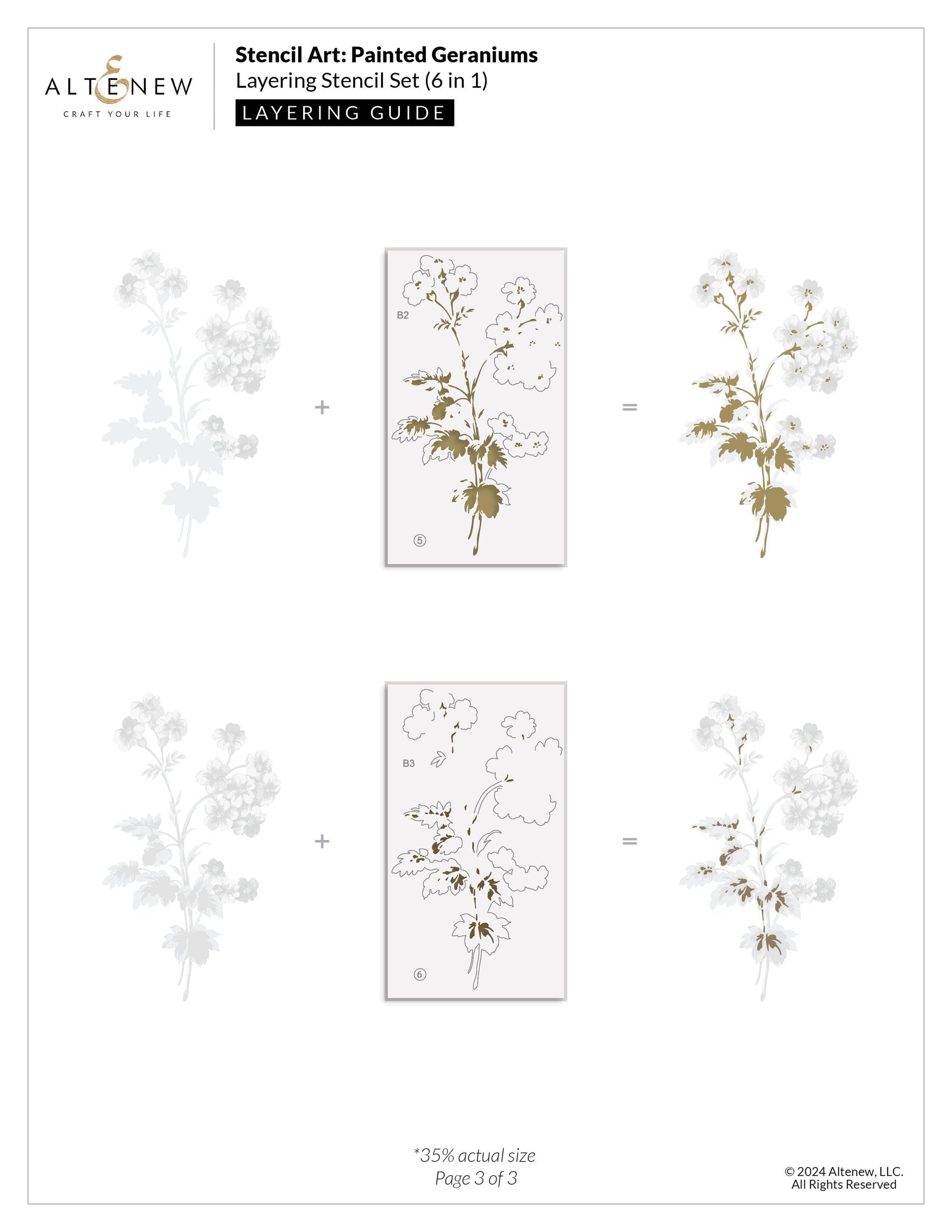 Stencil Art: Painted Geraniums Layering Stencil Set (6 in 1) | Altenew