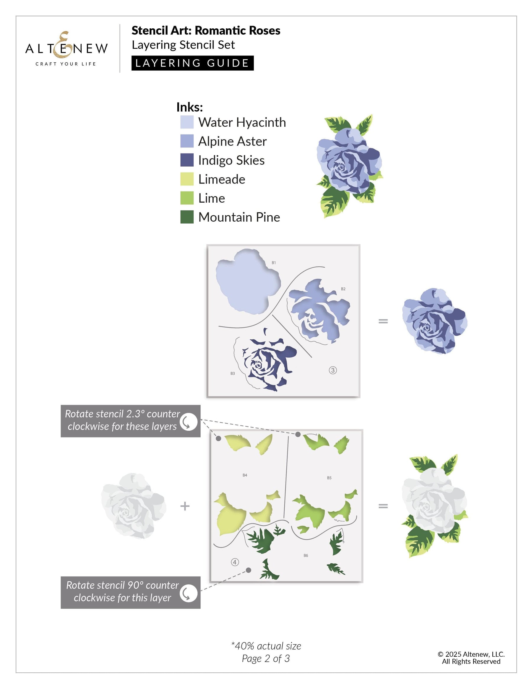 Stencil Art: Romantic Roses Layering Stencil Set (6 in 1) | Altenew
